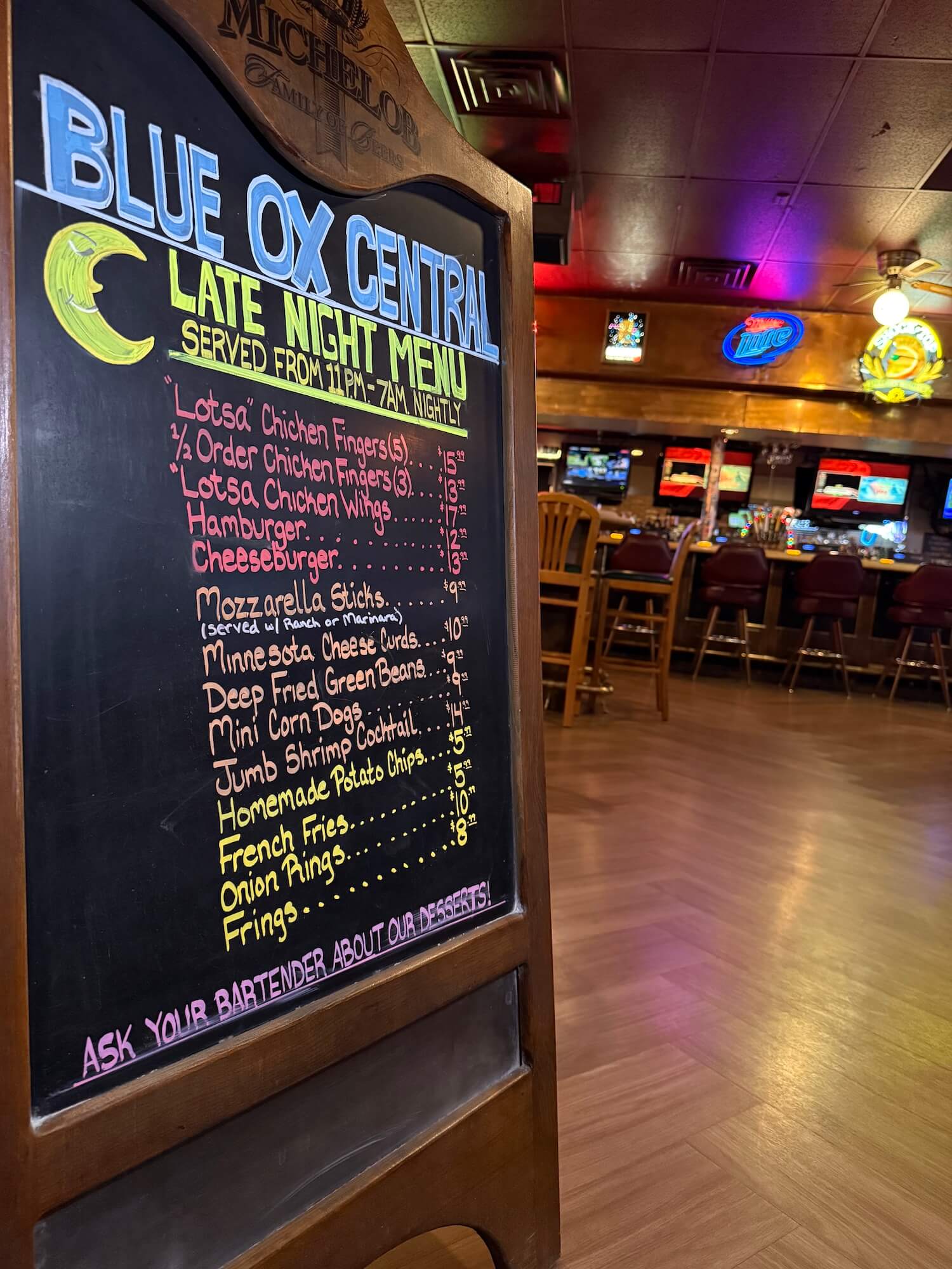 Blue Ox Central Menu | Las Vegas Bar Food, Drinks & Local Favorites